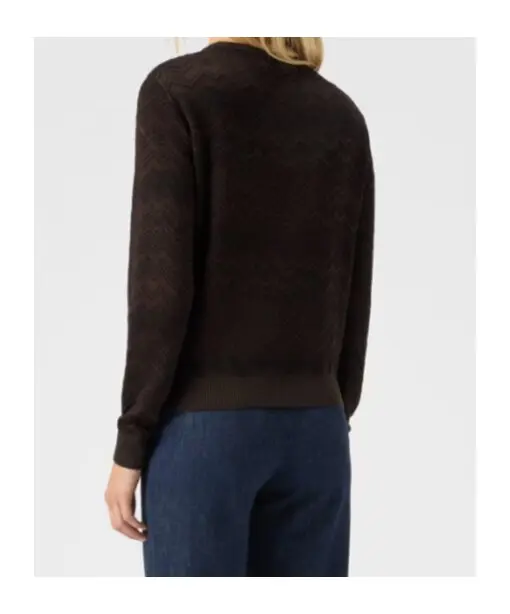 Missoni Chevron Patterned Crew Neck Long Sleeve Sweater - Brown