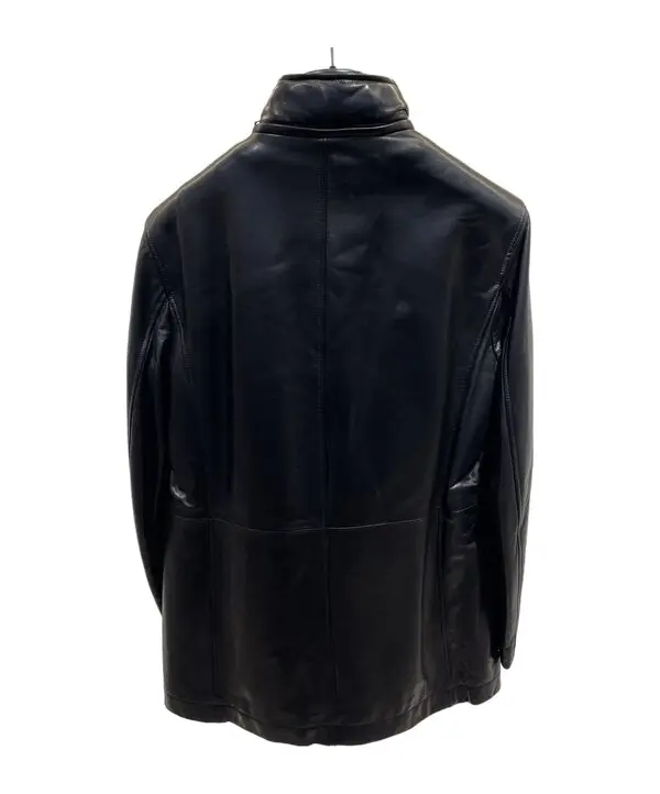 FERRAGAMO Long-sleeved Cotton-padded Leather Jacket