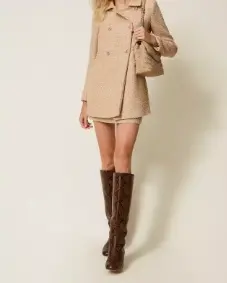TWINSET Sequin-embellished Double-breasted Coat - Nude