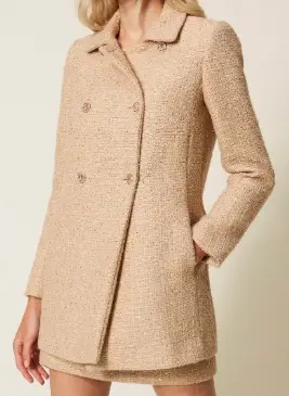 TWINSET Sequin-embellished Double-breasted Coat - Nude