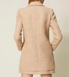 TWINSET Sequin-embellished Double-breasted Coat - Nude