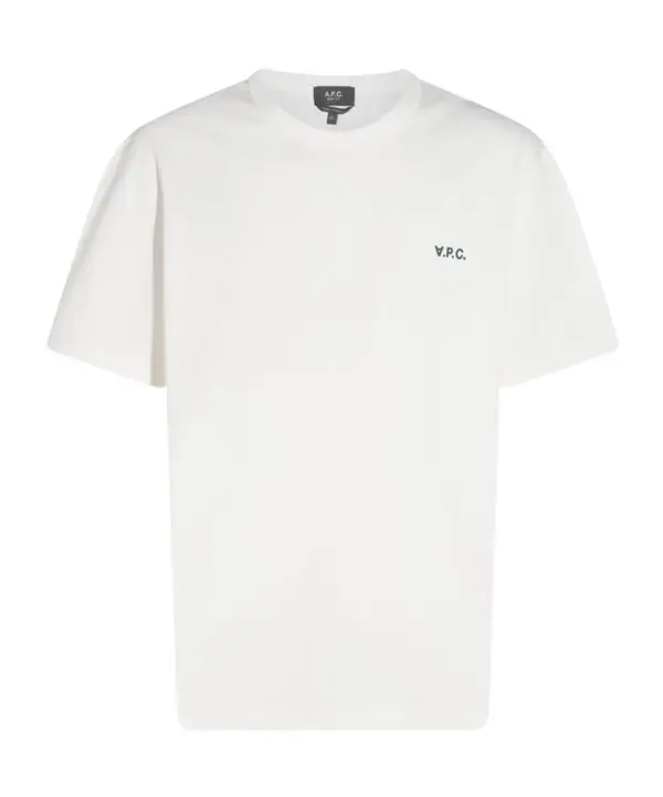 A.p.c. Flocked Logo Crewneck T-shirt - Blanc/vert