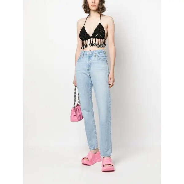 Moschino Crystal-embellished Crochet Halter Top