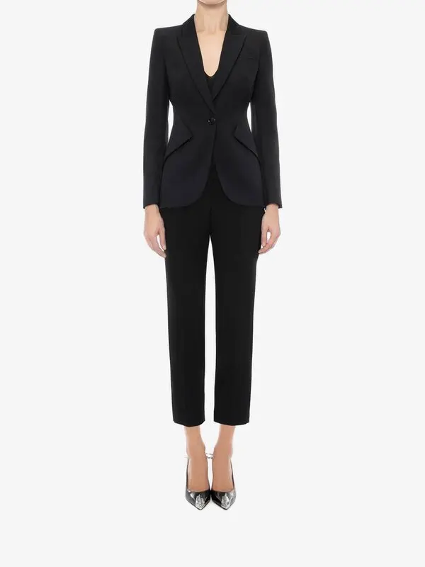 Alexander McQueen Cropped Cigarette Trousers - Black