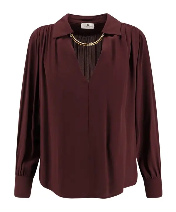 Elisabetta Franchi Jewel Embellished V-neck Blouse - Black