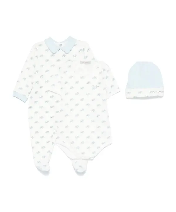 GOLDEN GOOSE Elephant-print Babygrow Set - White