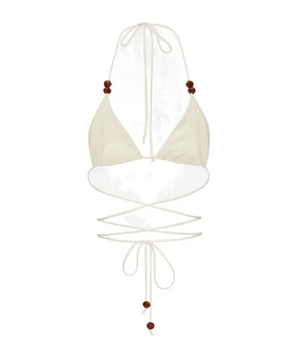 Magda Butrym Embellished Strappy Triangle Bikini Top - Off White
