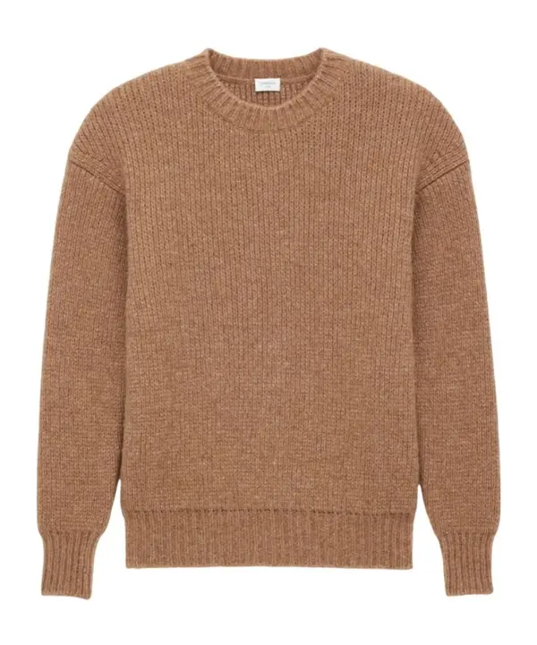 Saint Laurent Crew Neck Sweater In Chunky Knit - Camel