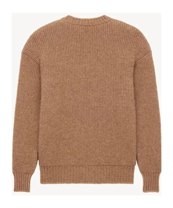 Saint Laurent Crew Neck Sweater In Chunky Knit - Camel