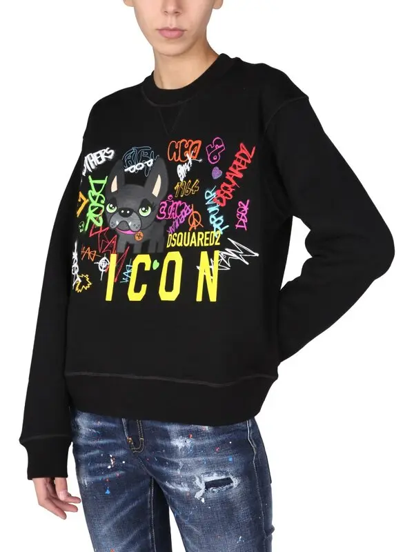 Dsquared2 Crewneck Sweatshirt With Graffiti Print