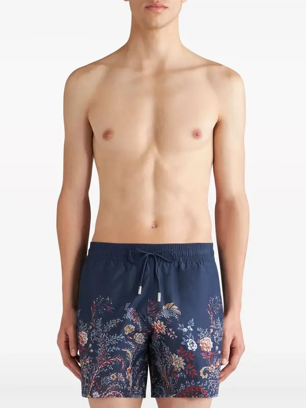 Etro Floral Print Drawstring Swim Shorts