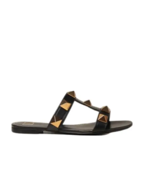Valentino Garavani Roman Stud Flat Sandals - Black
