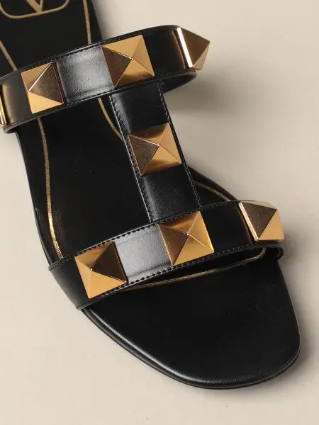 Valentino Garavani Roman Stud Flat Sandals - Black