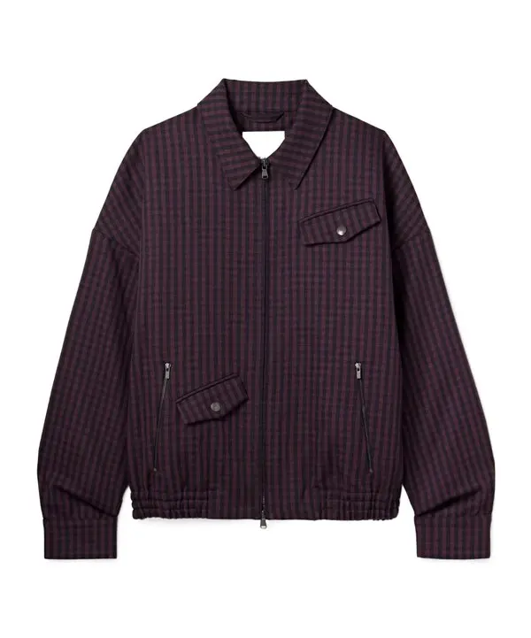 Tibi Jules Gingham Wool Bomber Jacket