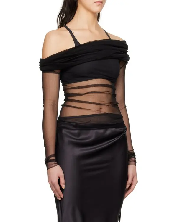 Christopher Esber Off-shoulder Sheer Mesh Top