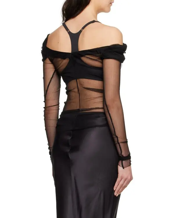 Christopher Esber Off-shoulder Sheer Mesh Top