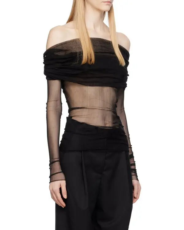 Christopher Esber Off-shoulder Sheer Mesh Top