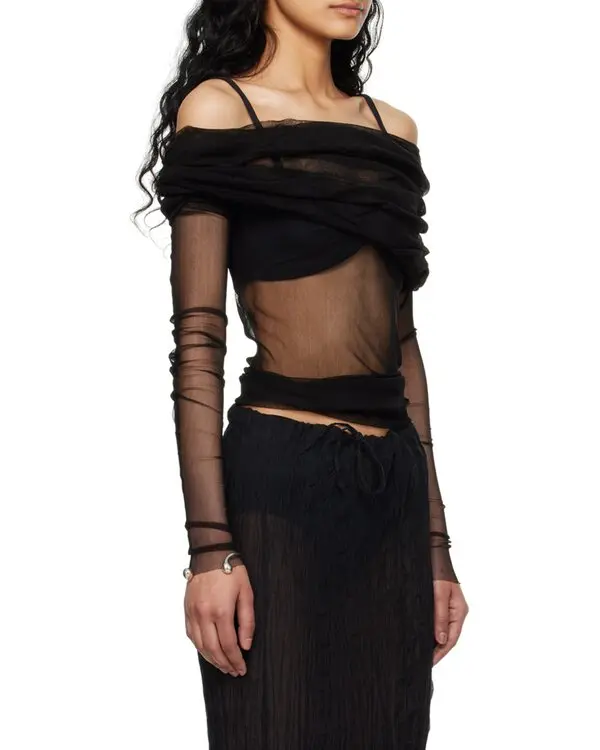 Christopher Esber Off-shoulder Sheer Mesh Top