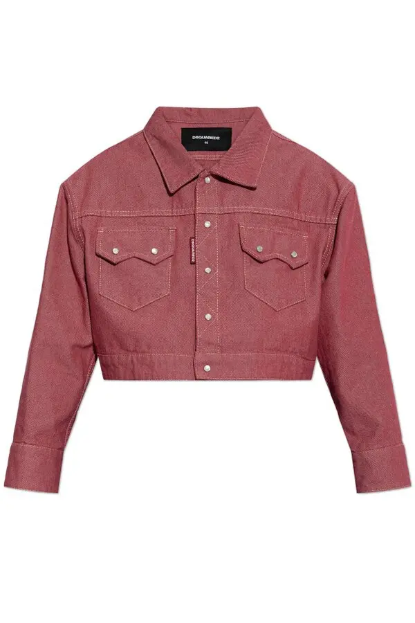 Dsquared2 Cropped Denim Jacket - Red