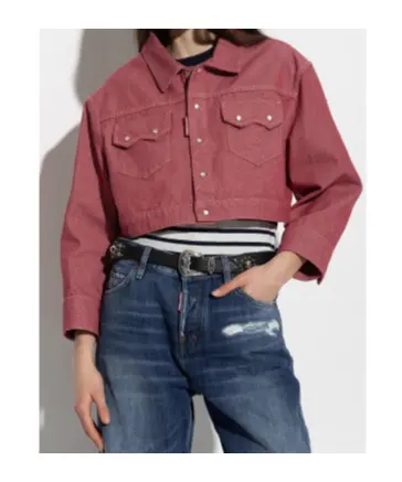 Dsquared2 Cropped Denim Jacket - Red