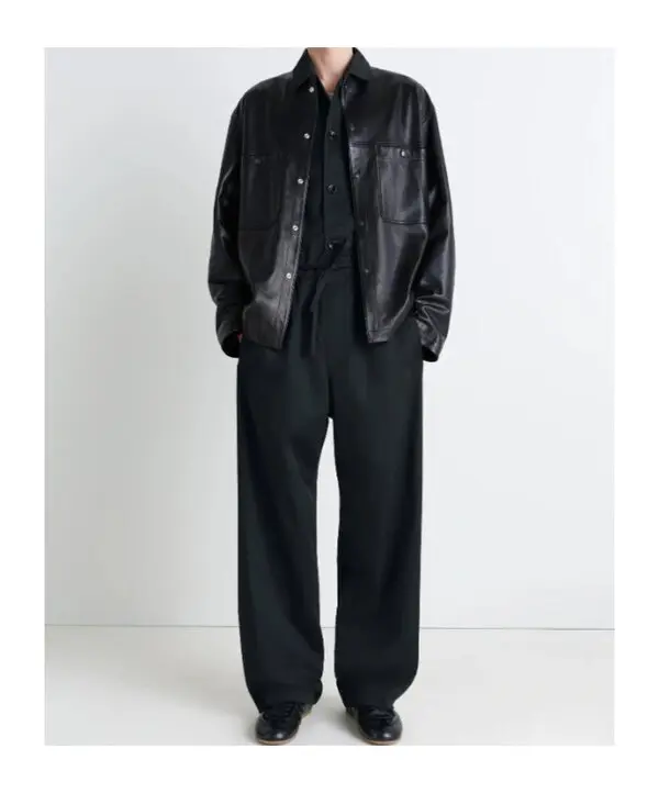 LEMAIRE Straight-leg Drawstring Trousers - Black