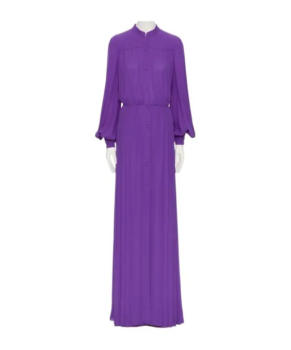 Valentino Garavani Gathered Long-sleeved Georgette Gown - Purple Orchids