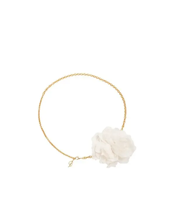 Blumarine Chain Belt With Floral Embellishment - White