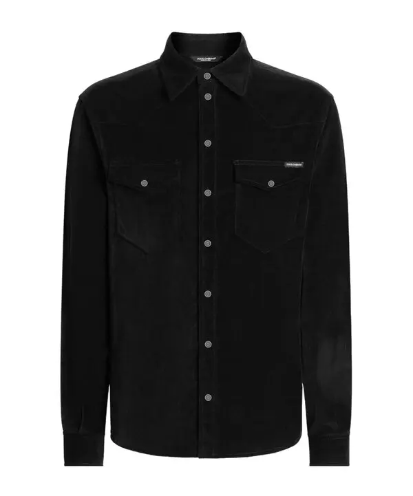 Dolce & Gabbana Dolce Gabbana Long-sleeved Corduroy Shirt - Black