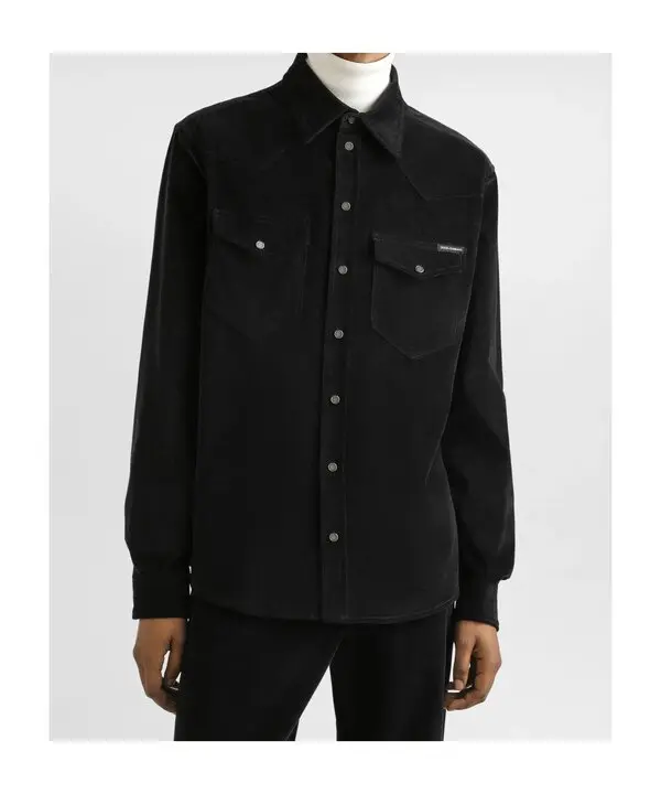 Dolce & Gabbana Dolce Gabbana Long-sleeved Corduroy Shirt - Black