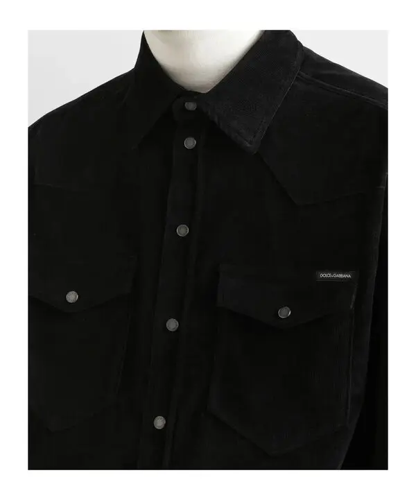 Dolce & Gabbana Dolce Gabbana Long-sleeved Corduroy Shirt - Black