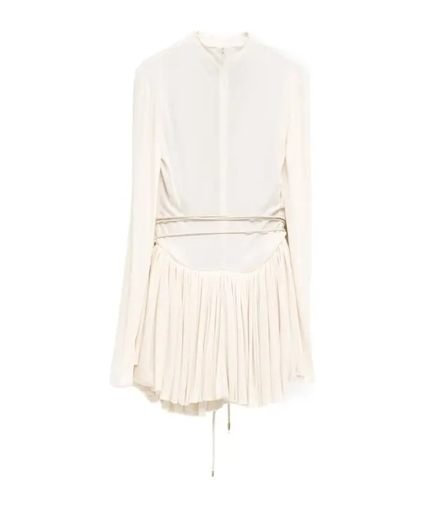 Alaïa Peplum Bodysuit With Wraparound Leather Cord Detail - White