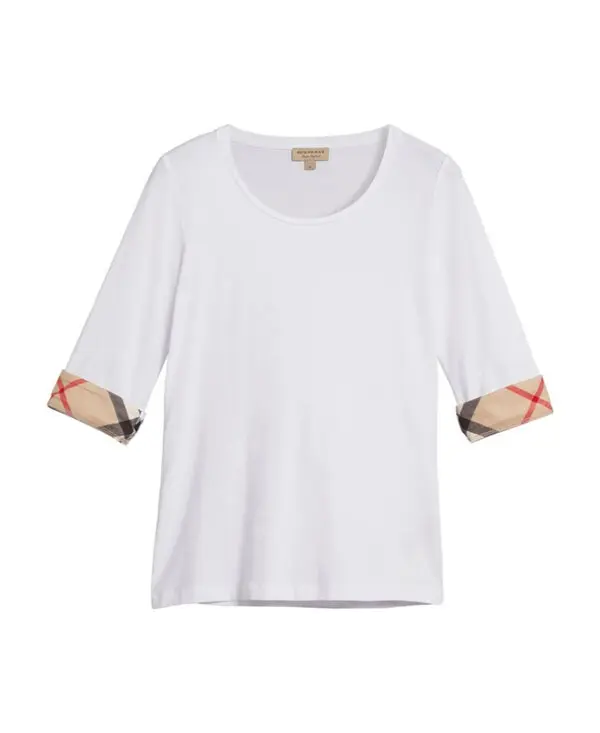 Burberry Open Neck Shirt With Three-quarter Sleeves - White