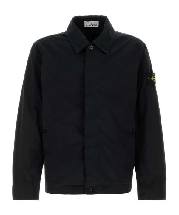 Stone Island Logo Patch Hooded Jacket - Black