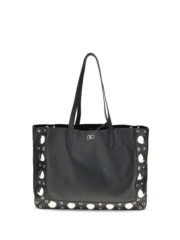 Valentino Garavani Nellcôte Vlogo Plaque Large Tote Bag - Black