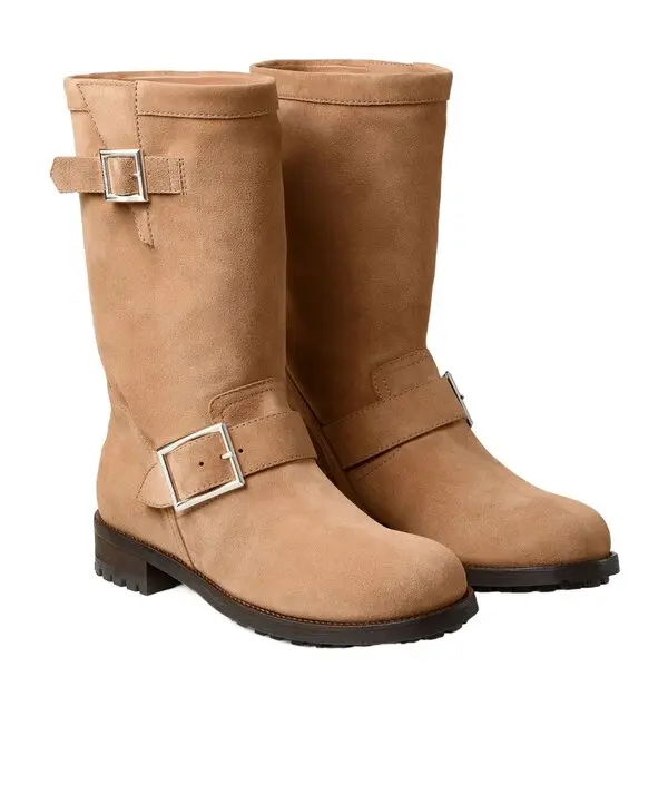 JIMMY CHOO Biker Buckled Ankle Boots - Brown