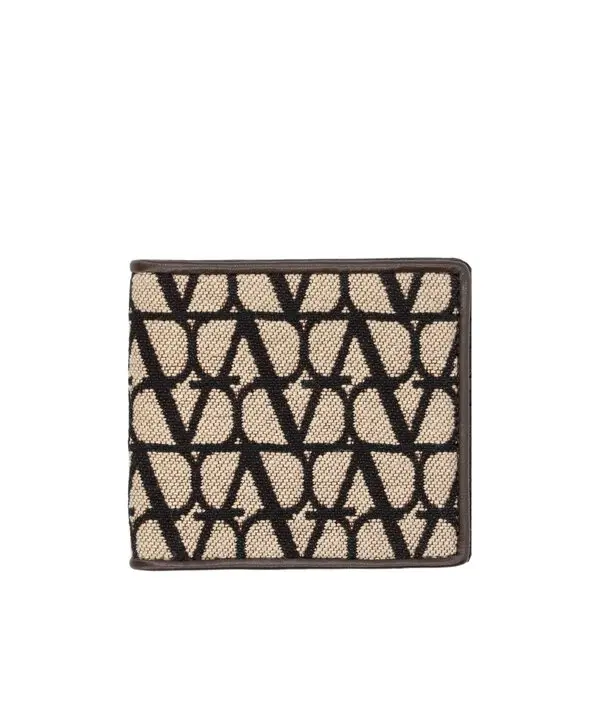 Valentino Garavani All-over Logo Patterned Bi-fold Wallet - Black