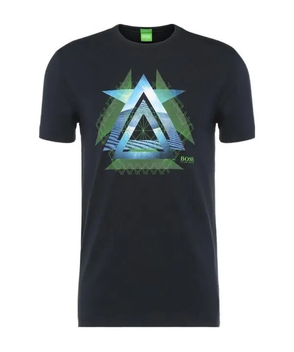 Hugo Boss Navy Blue Printed Stretch T-shirt