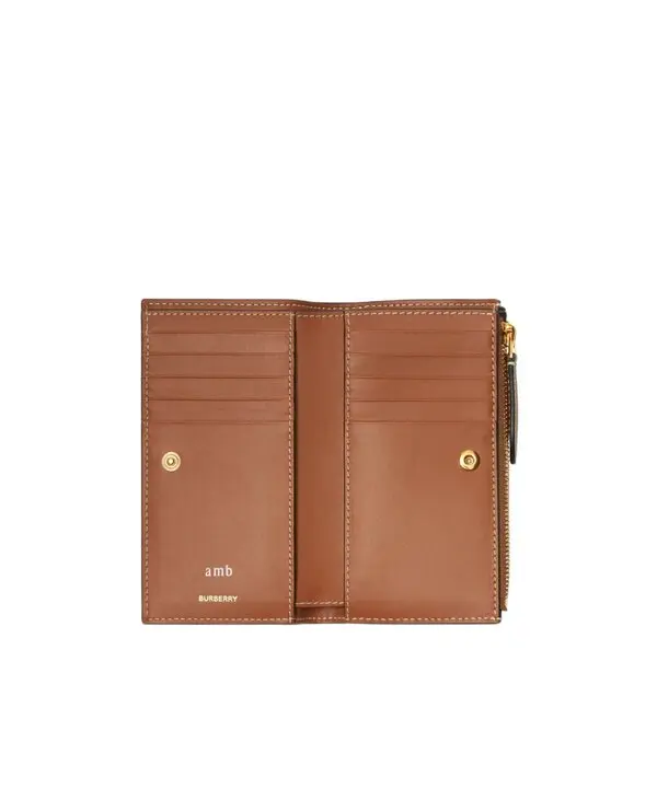 Burberry Checked Zip-up Wallet - Nude