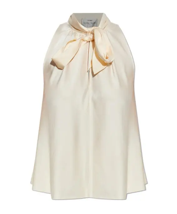 FORTE_FORTE Tie-neck Sleeveless Top With Bow Detail - Cream