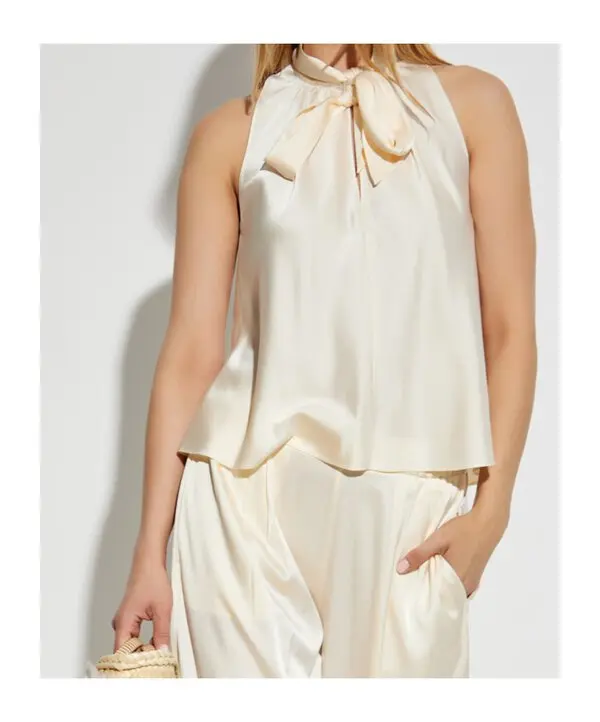 FORTE_FORTE Tie-neck Sleeveless Top With Bow Detail - Cream