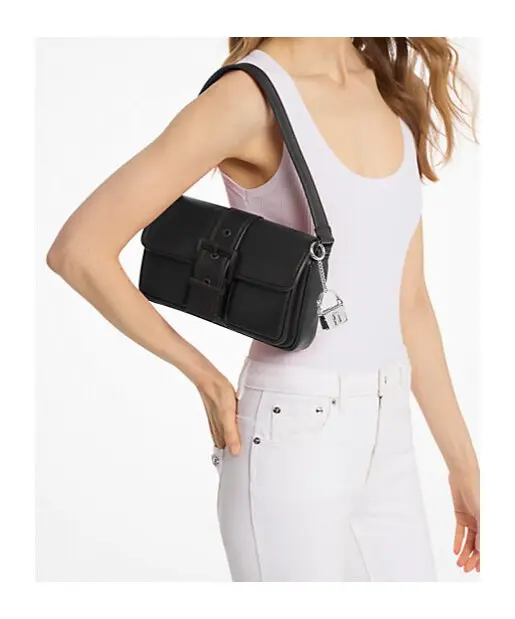 Michael Kors Colby Buckle Flap Shoulder Bag - Black