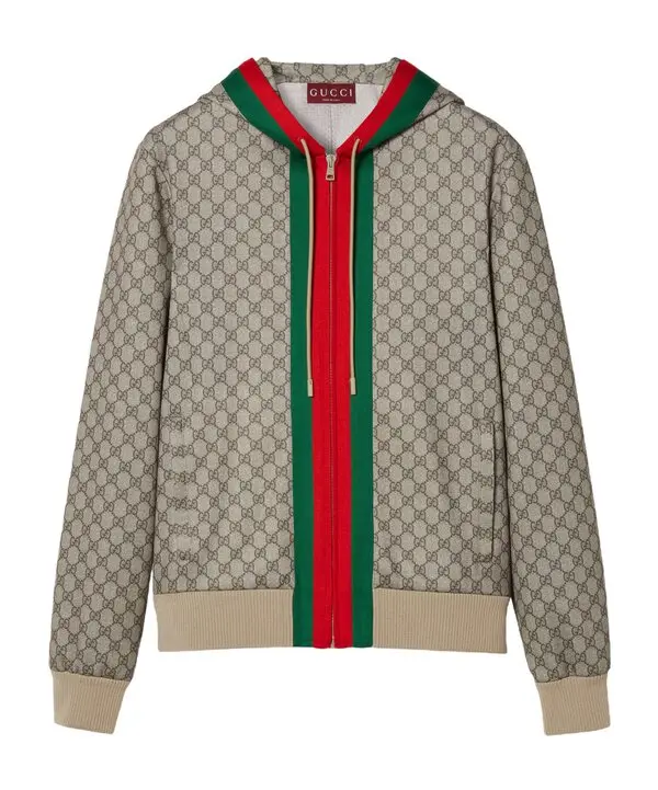 Gucci Monogrammed Zip-up Jacket - Beige/ebony