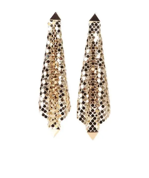 Rabanne Chained Mesh Drop Earrings - Yellow