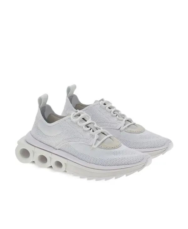 FERRAGAMO Gancini Plaque Lace-up Sneakers - Gray