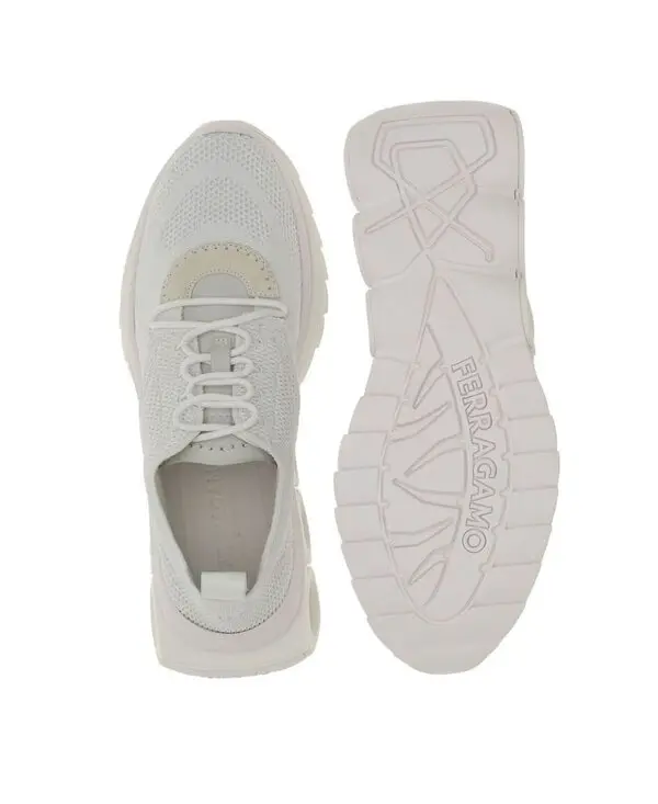 FERRAGAMO Gancini Plaque Lace-up Sneakers - Gray