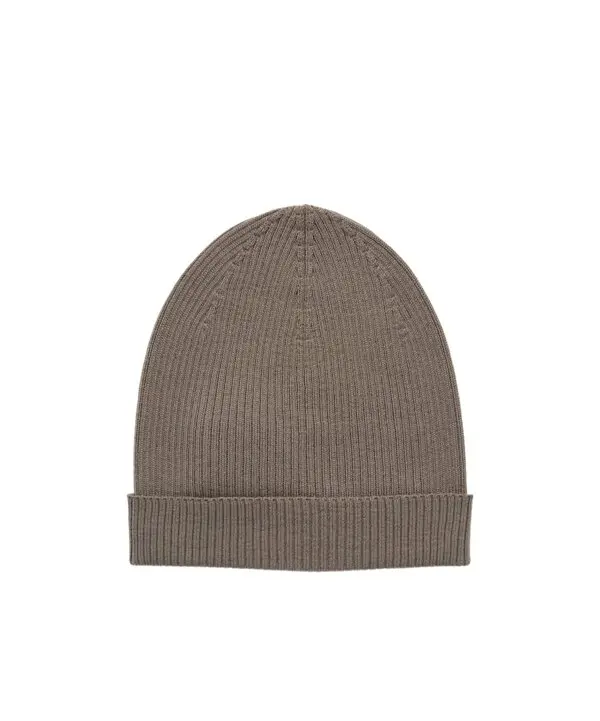 Rick Owens Temple Ribbed Wool Knit Hat - Taupe