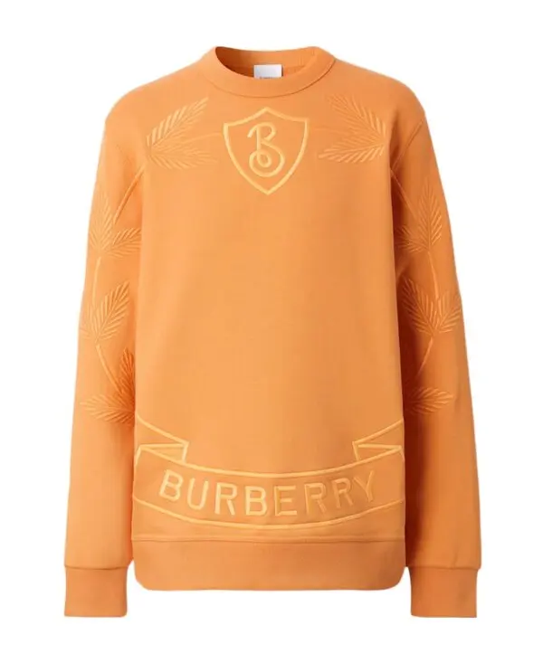 Burberry Embroidered Oak Leaf Crest Cotton Sweatshirt - Orange