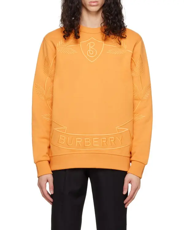 Burberry Embroidered Oak Leaf Crest Cotton Sweatshirt