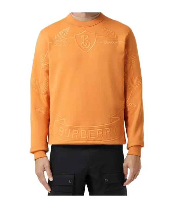 Burberry Embroidered Oak Leaf Crest Cotton Sweatshirt