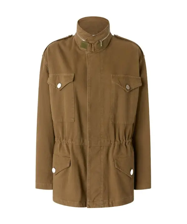 Pinko Cotton High-neck Jacket - Brown